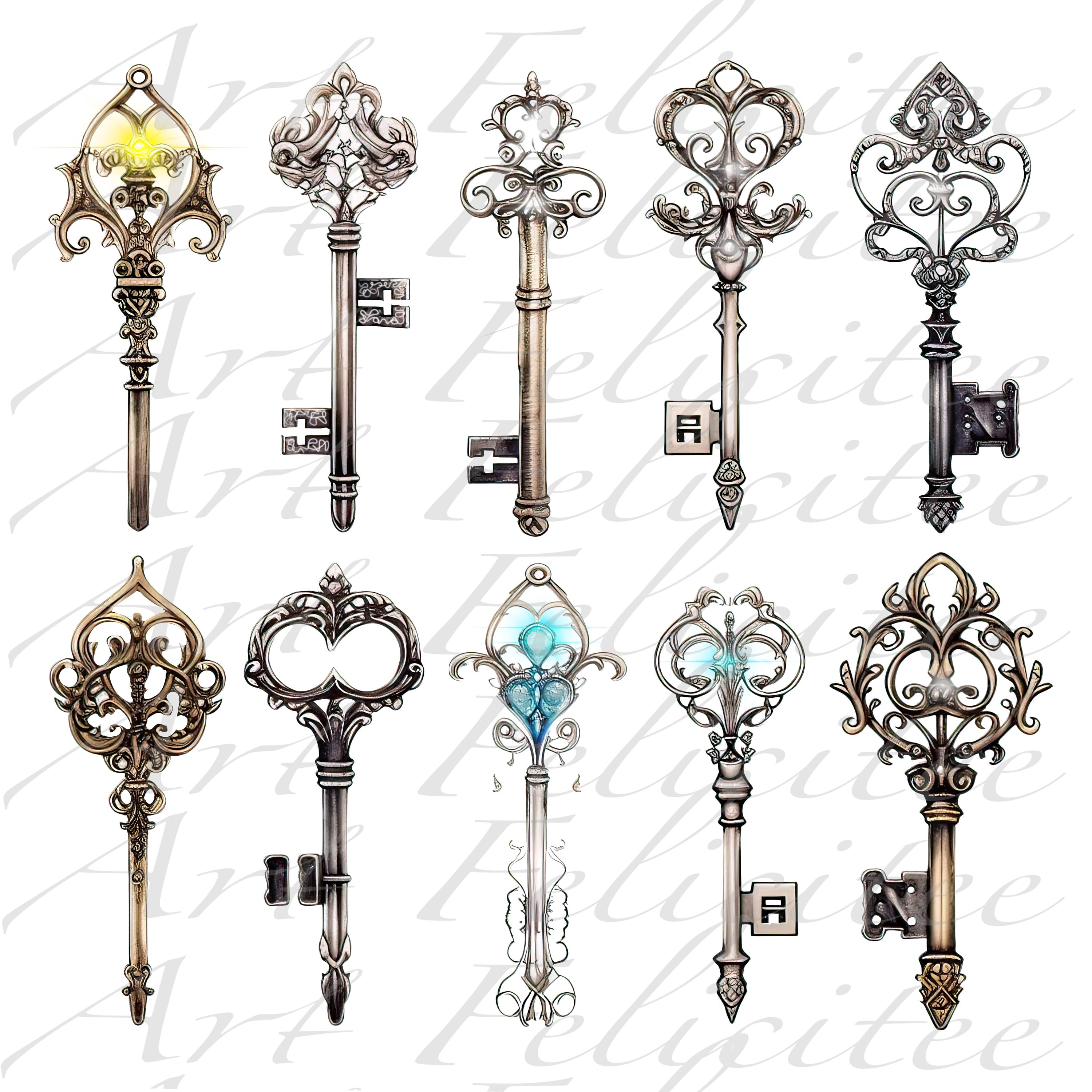 50 Keys Clipart, Key PNG, Fantasy Keys Jpg, Gothic Keys, Ornate Key ...