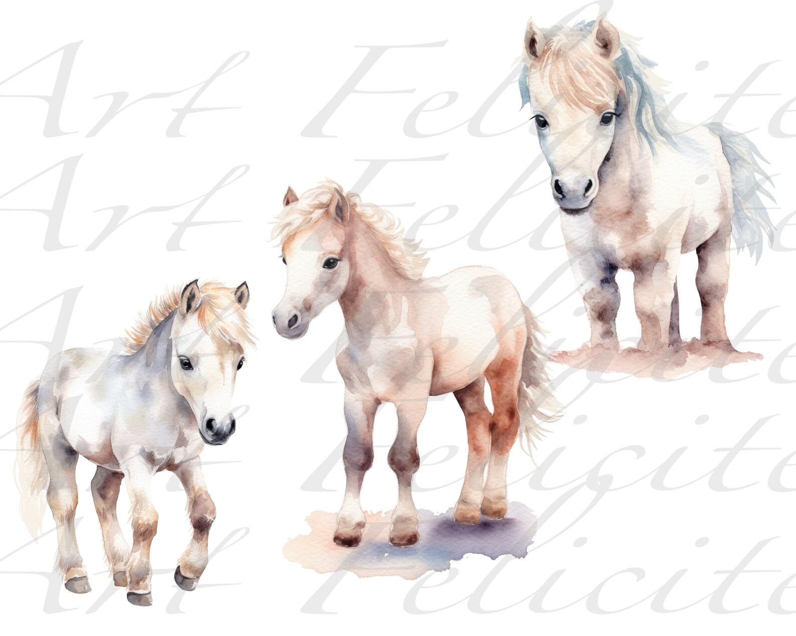 25 Watercolor Horses Clipart Bundle, Farm Horses Clipart, Commercial ...