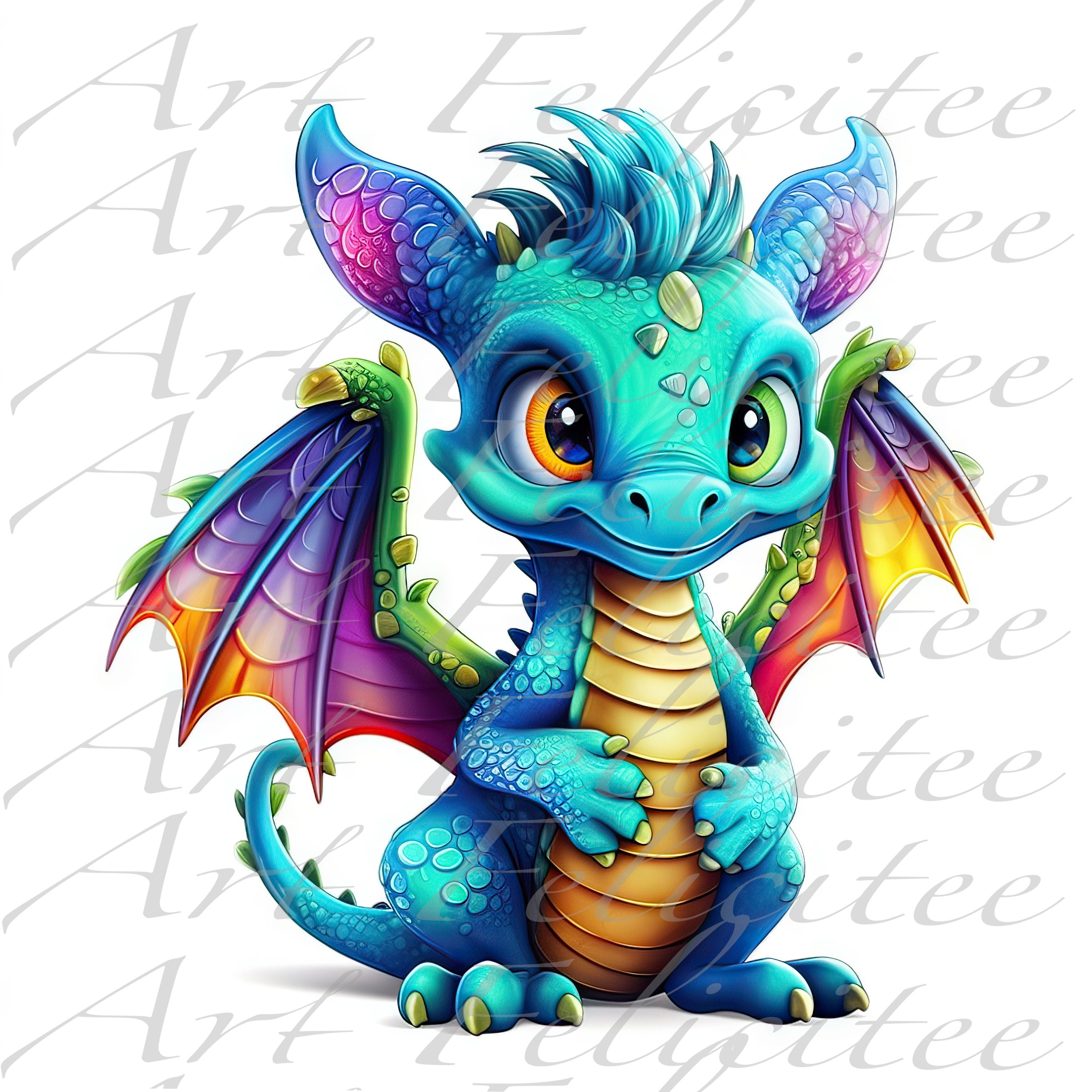 10pc Dragons Clipart Flying Dragon PNG Cute Dragon Fantasy - Etsy