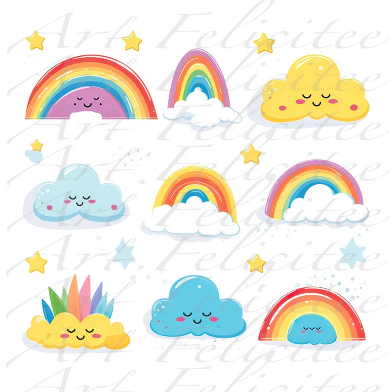 150+ Rainbows Clipart Bundle, Clouds Clipart, Transparent Clipart PNG ...