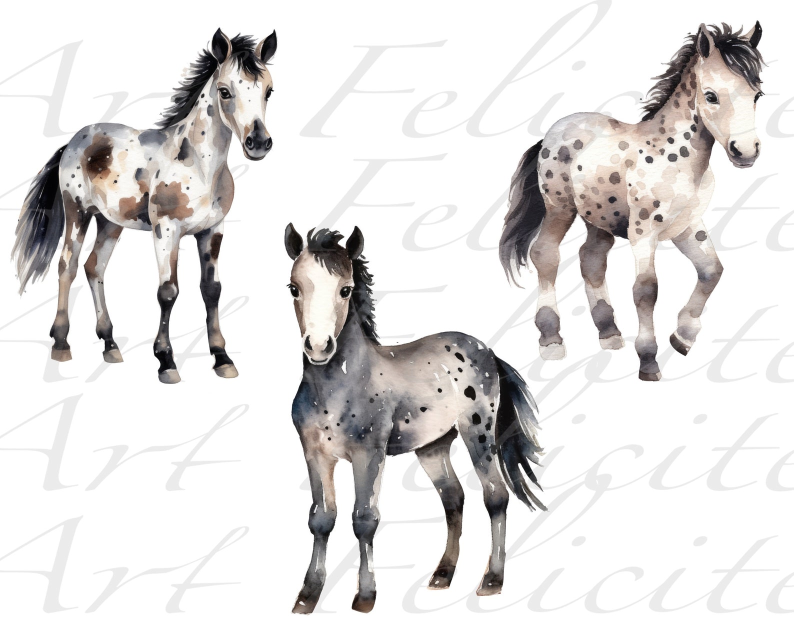 25 Watercolor Horses Clipart Bundle, Farm Horses Clipart, Commercial ...