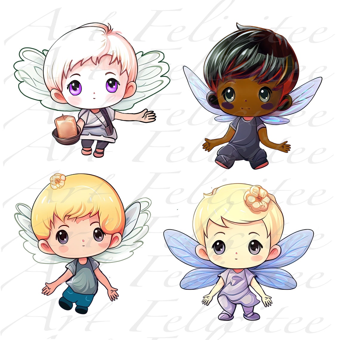 30 Boy Fairies Clipart Bundle, Garden Fairies, Forest Fairy, Nursery ...