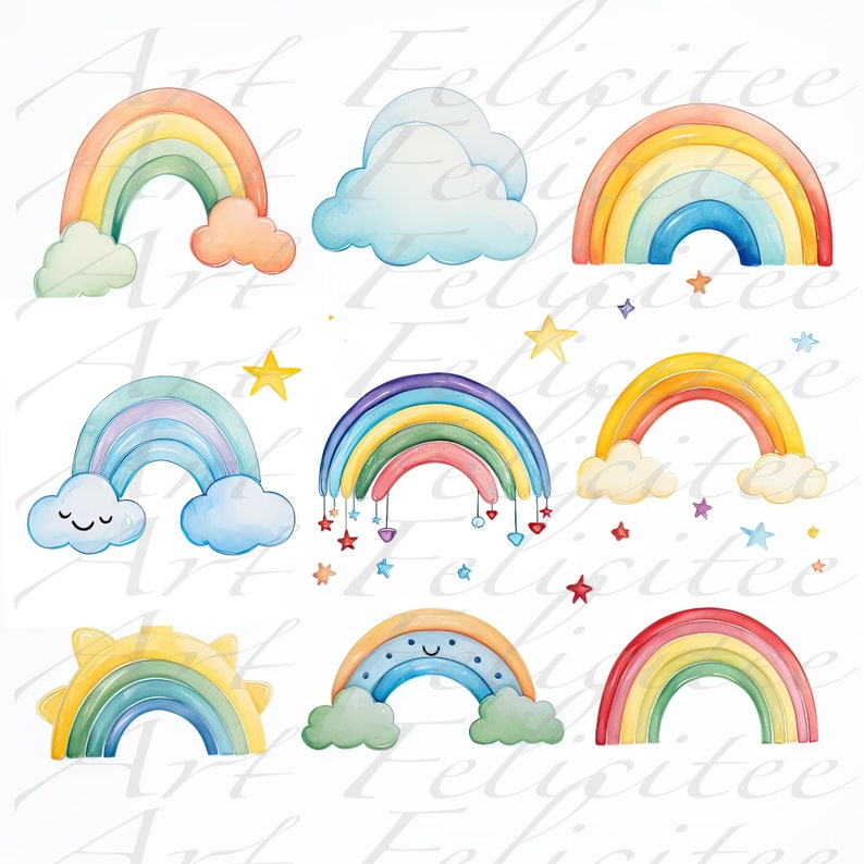 150+ Rainbows Clipart Bundle, Clouds Clipart, Transparent Clipart PNG ...