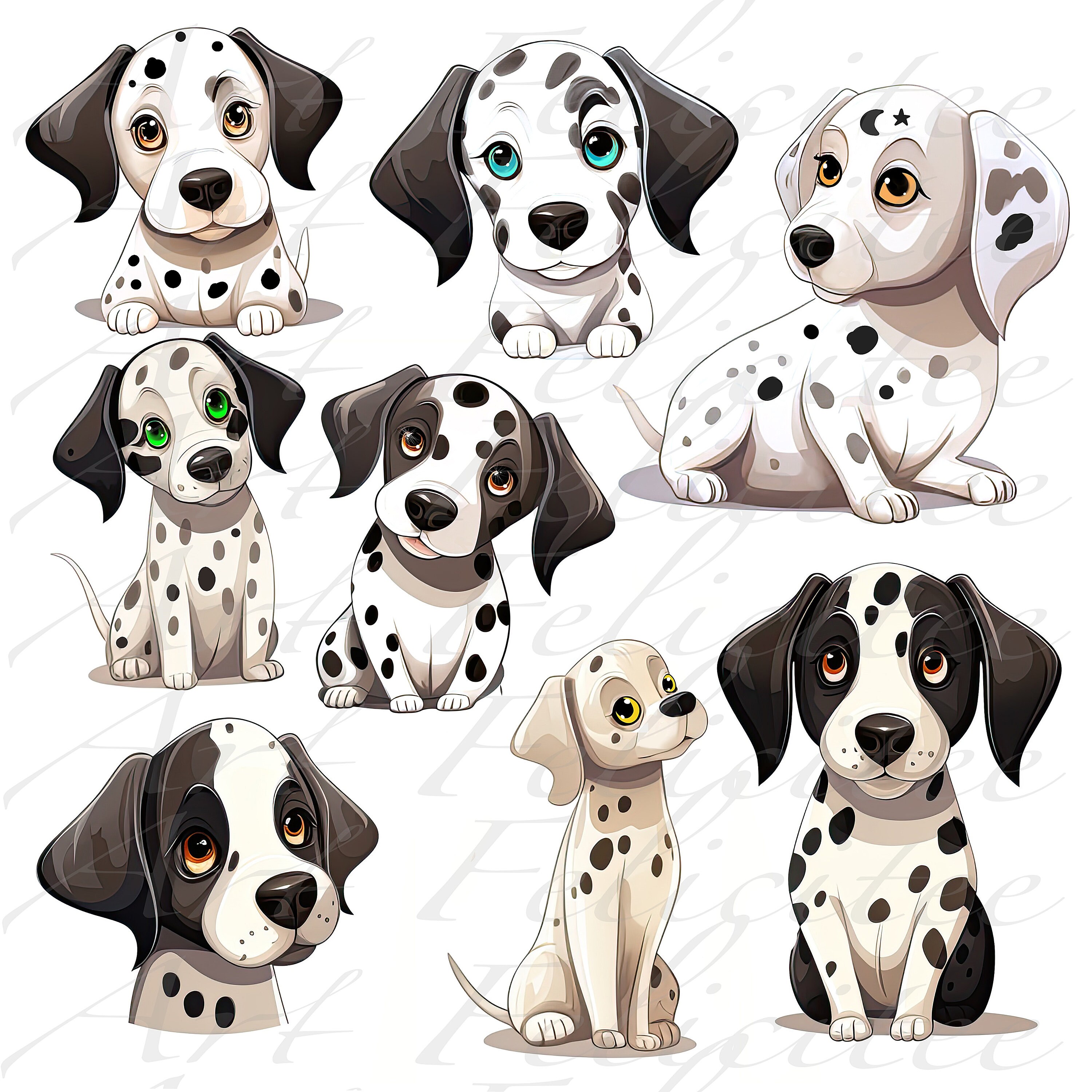 25 Dalmatian Clipart JPG, Dog Clipart Bundle, Dog JPG, Puppy Clipart ...