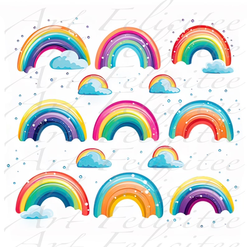 150+ Rainbows Clipart Bundle, Clouds Clipart, Transparent Clipart PNG ...
