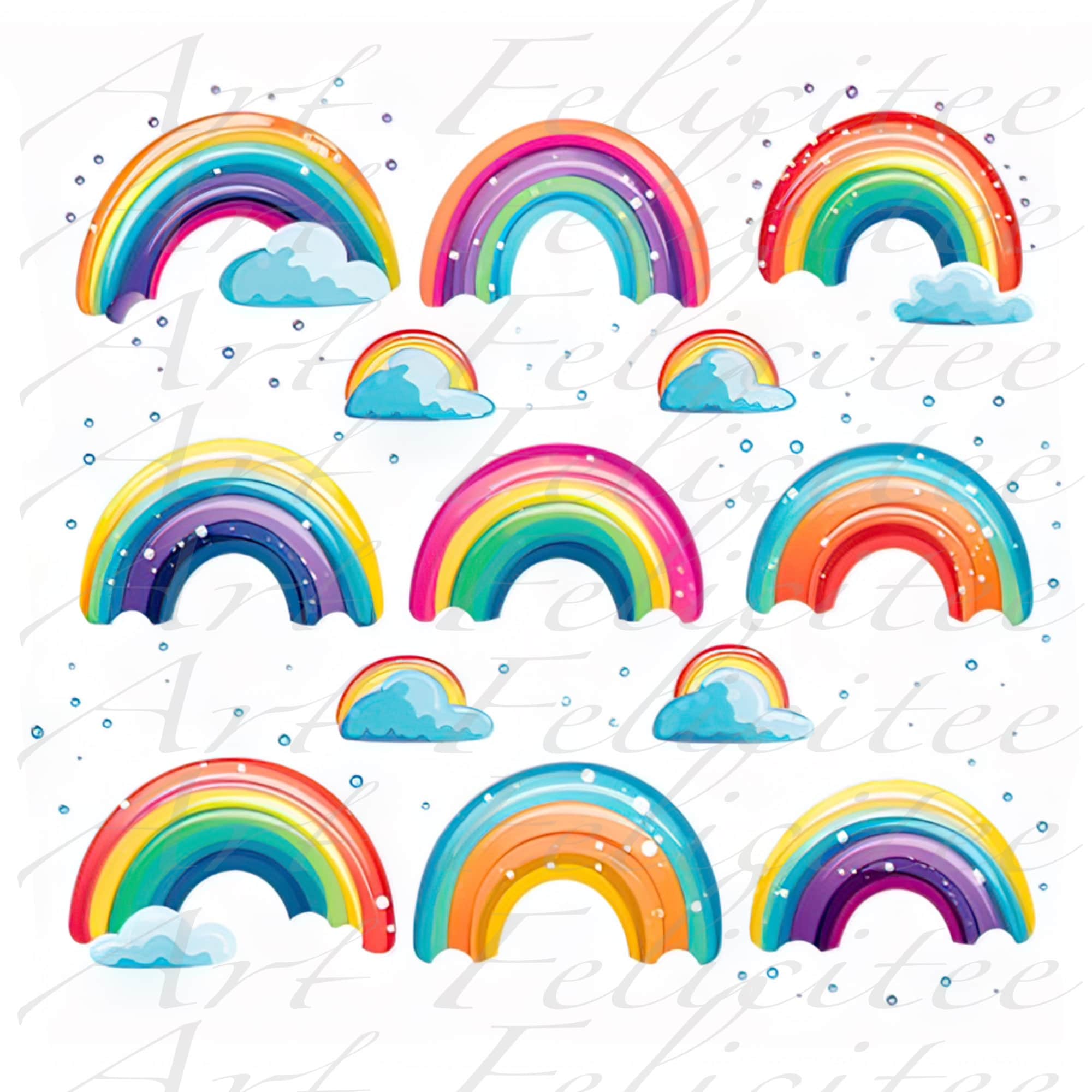 150+ Rainbows Clipart Bundle, Clouds Clipart, Transparent Clipart PNG ...