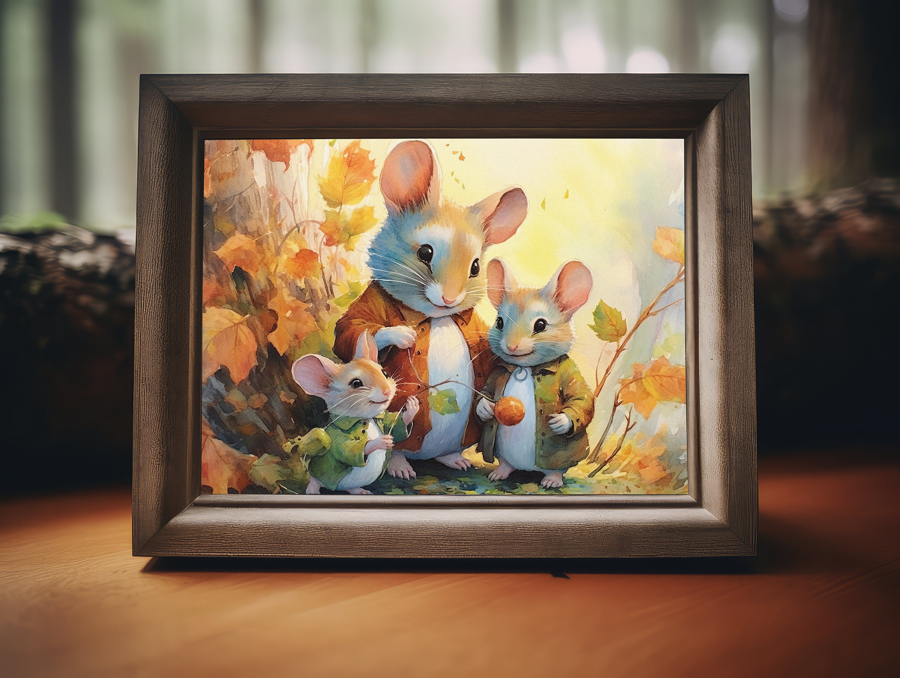 5pc Mouse Wall Art, Nursery Wall Decor, Kids Room Wall Art, Woodland ...