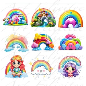 150+ Rainbows Clipart Bundle, Clouds Clipart, Transparent Clipart PNG ...