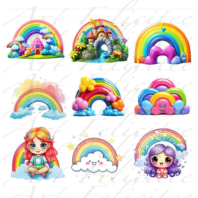 150 Rainbows Clipart Bundle, Clouds Clipart, Transparent Clipart PNG ...