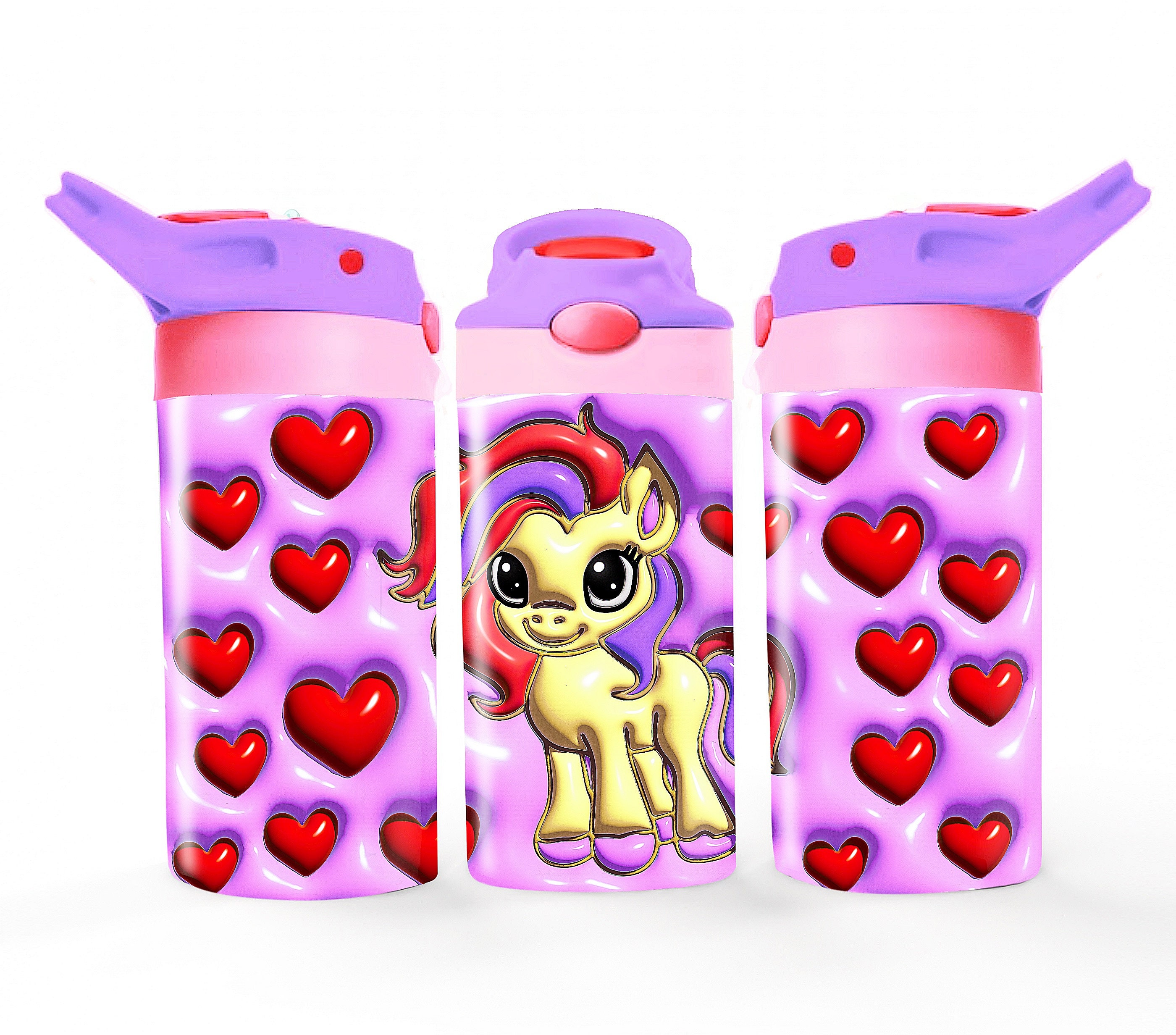 Inflated Small Ponies Tumbler Wrap 12oz Tumbler Wrap Kids Flip Top ...