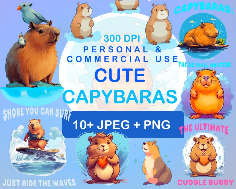 10+ Capybara Clipart, Capybara Shirt, Capybara Sticker Sheet ...