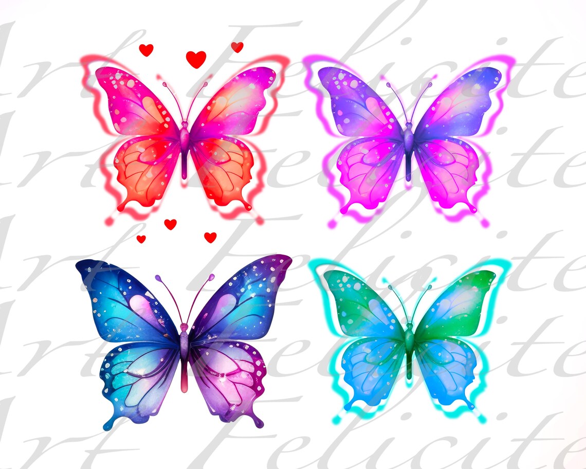 30 Butterflies Clipart, Pink Butterflies PNG, Blue Butterfly, Green ...