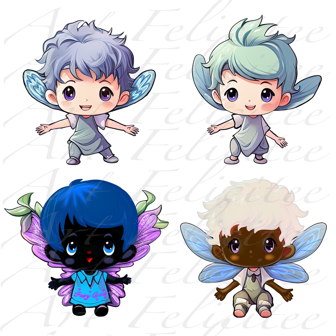 30 Boy Fairies Clipart Bundle, Garden Fairies, Forest Fairy, Nursery Fairies, Baby Fairies ...