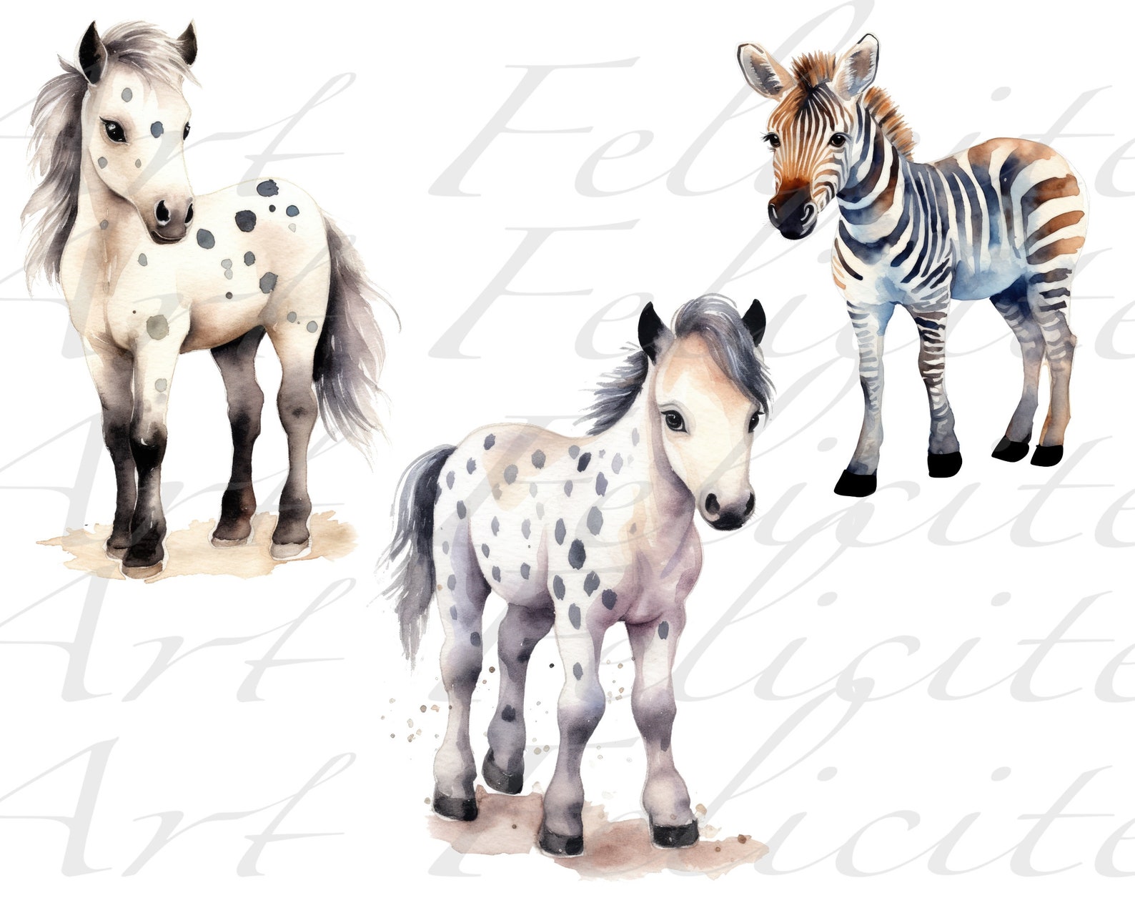 25 Watercolor Horses Clipart Bundle, Farm Horses Clipart, Commercial ...