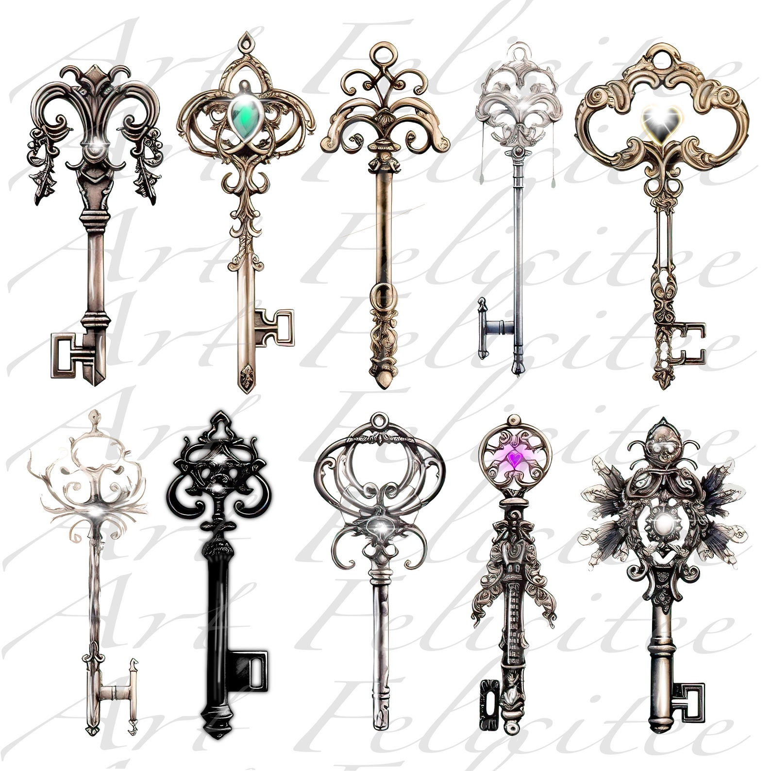 50+ Keys Clipart, Key PNG, Fantasy Keys Jpg, Gothic Keys, Ornate Key ...