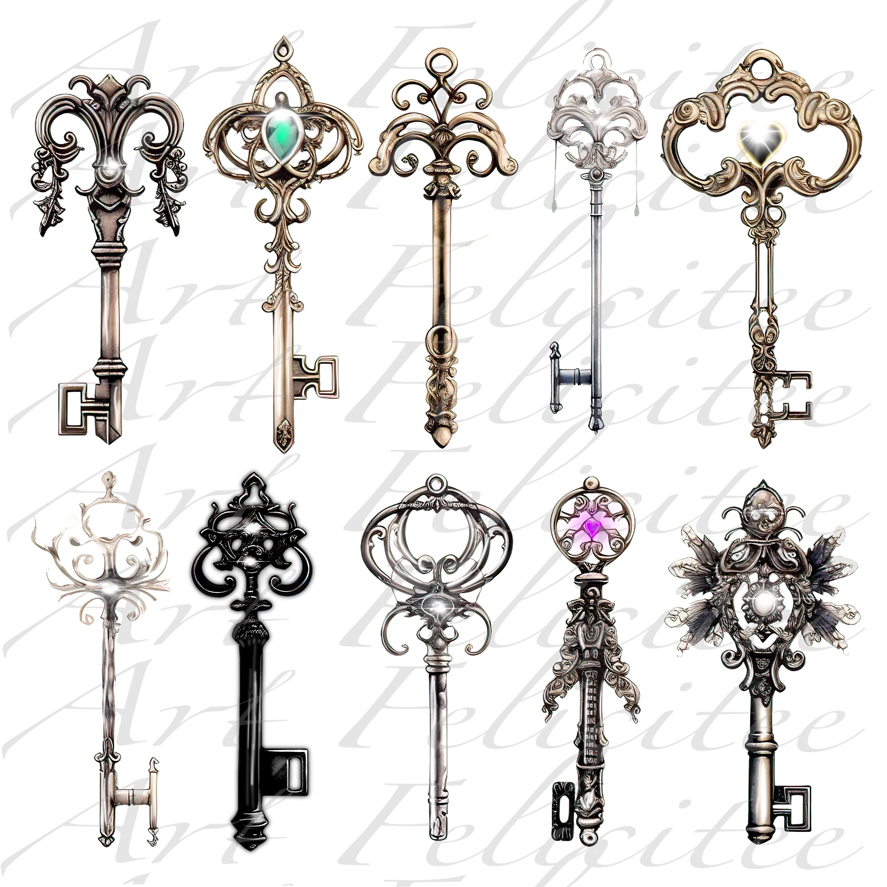 50+ Keys Clipart, Key PNG, Fantasy Keys Jpg, Gothic Keys, Ornate Key ...