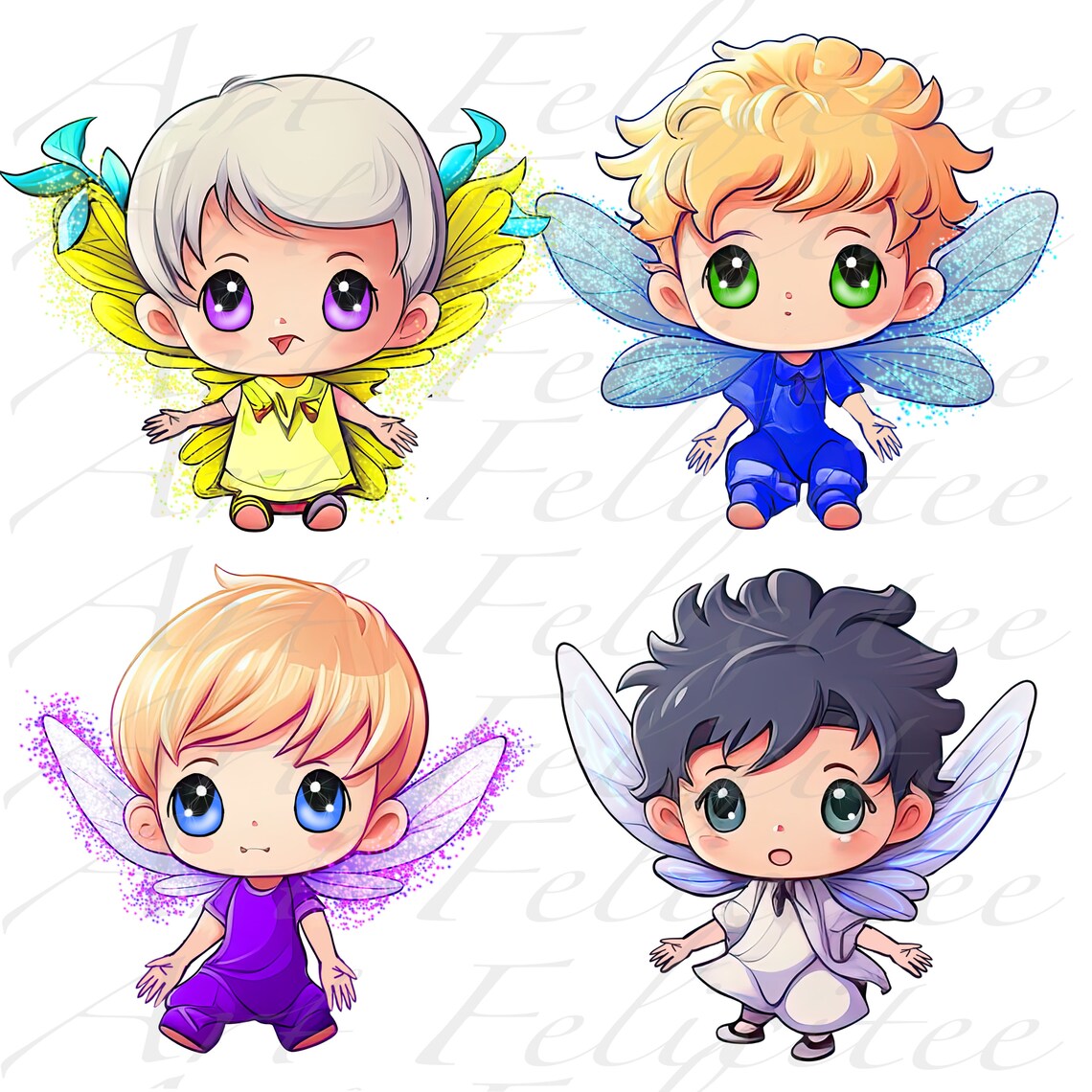 30 Boy Fairies Clipart Bundle, Garden Fairies, Forest Fairy, Nursery ...