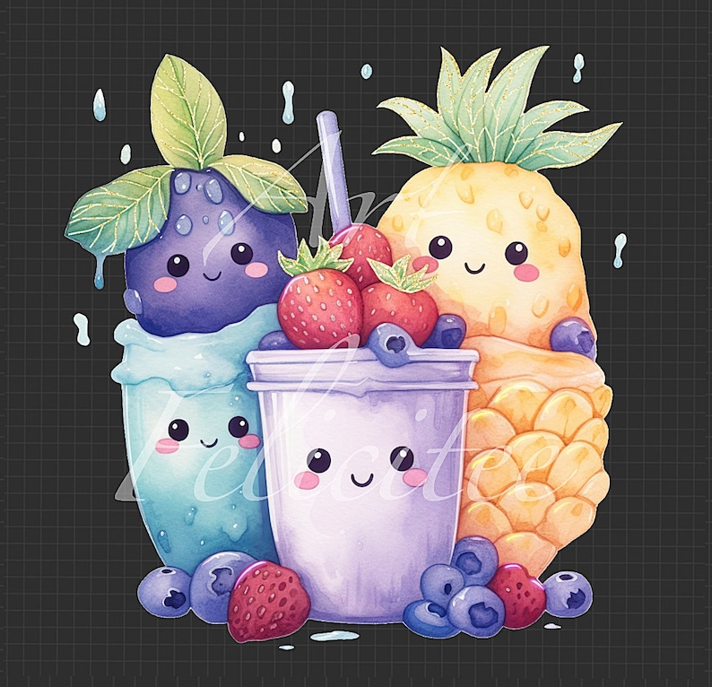 Smoothies Clipart Transparent Clipart PNG Bundle | Emoji Smoothies PNG ...