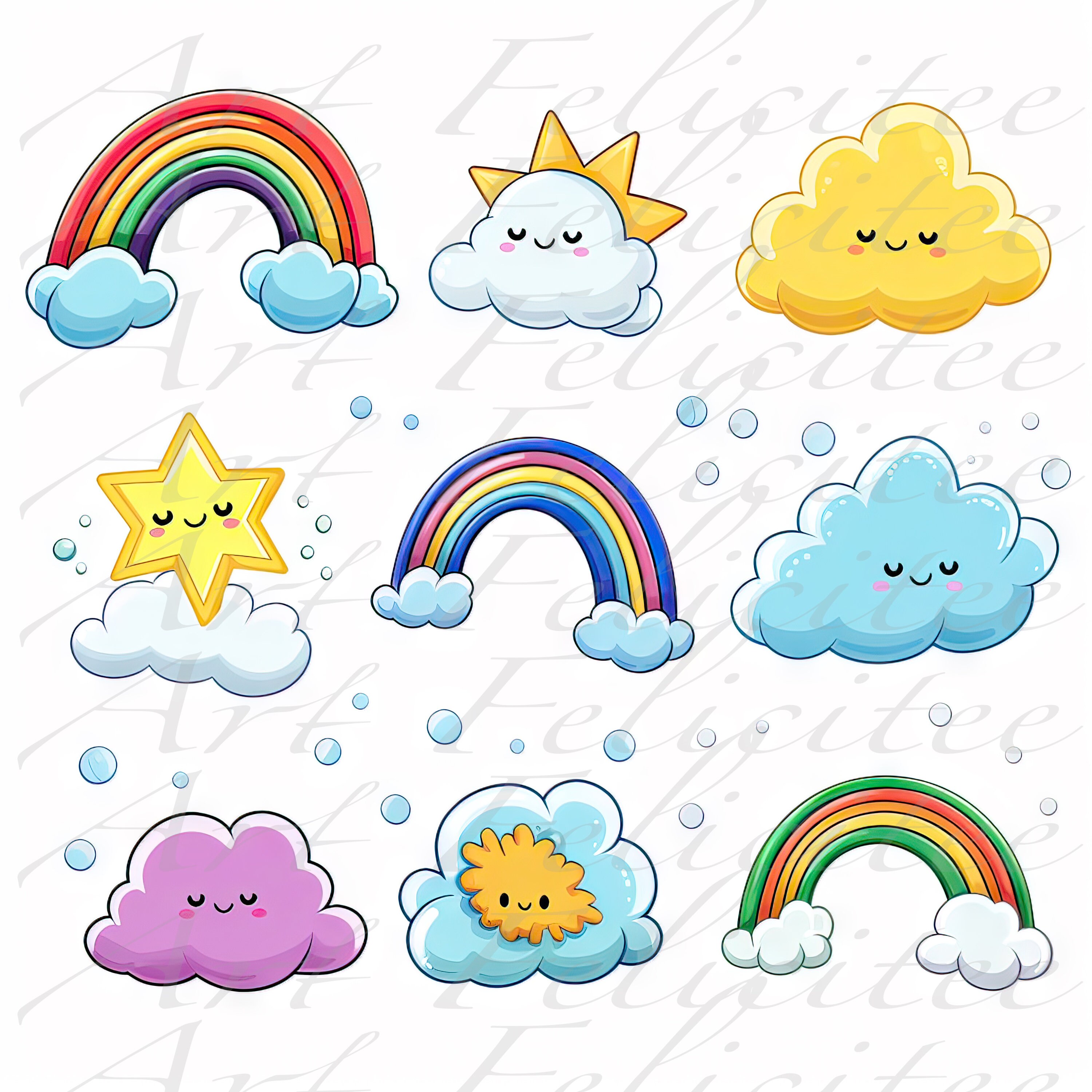 150+ Rainbows Clipart Bundle, Clouds Clipart, Transparent Clipart PNG ...