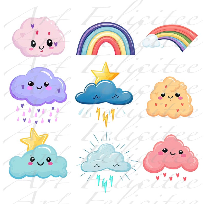 150+ Rainbows Clipart Bundle, Clouds Clipart, Transparent Clipart PNG ...