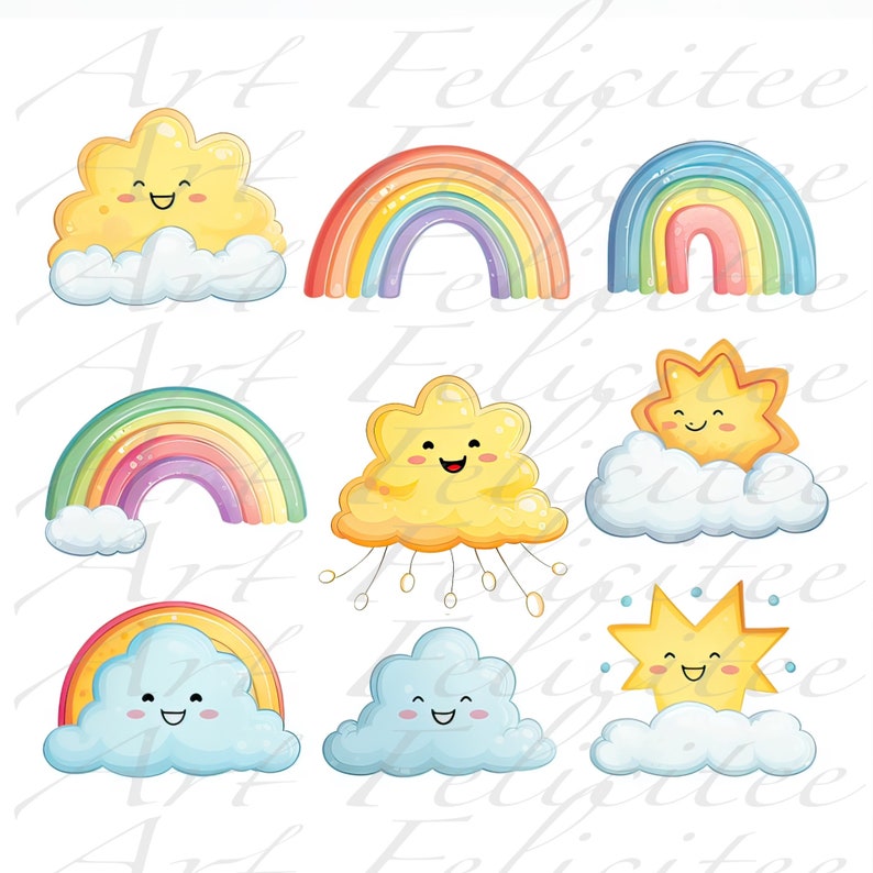 150+ Rainbows Clipart Bundle, Clouds Clipart, Transparent Clipart PNG ...