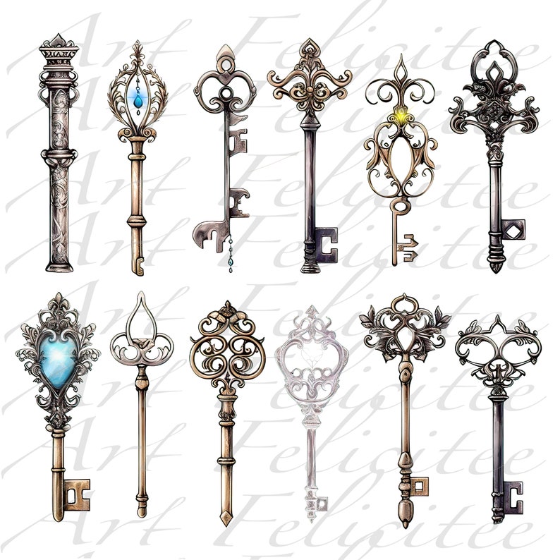 50+ Keys Clipart, Key PNG, Fantasy Keys Jpg, Gothic Keys, Ornate Key ...