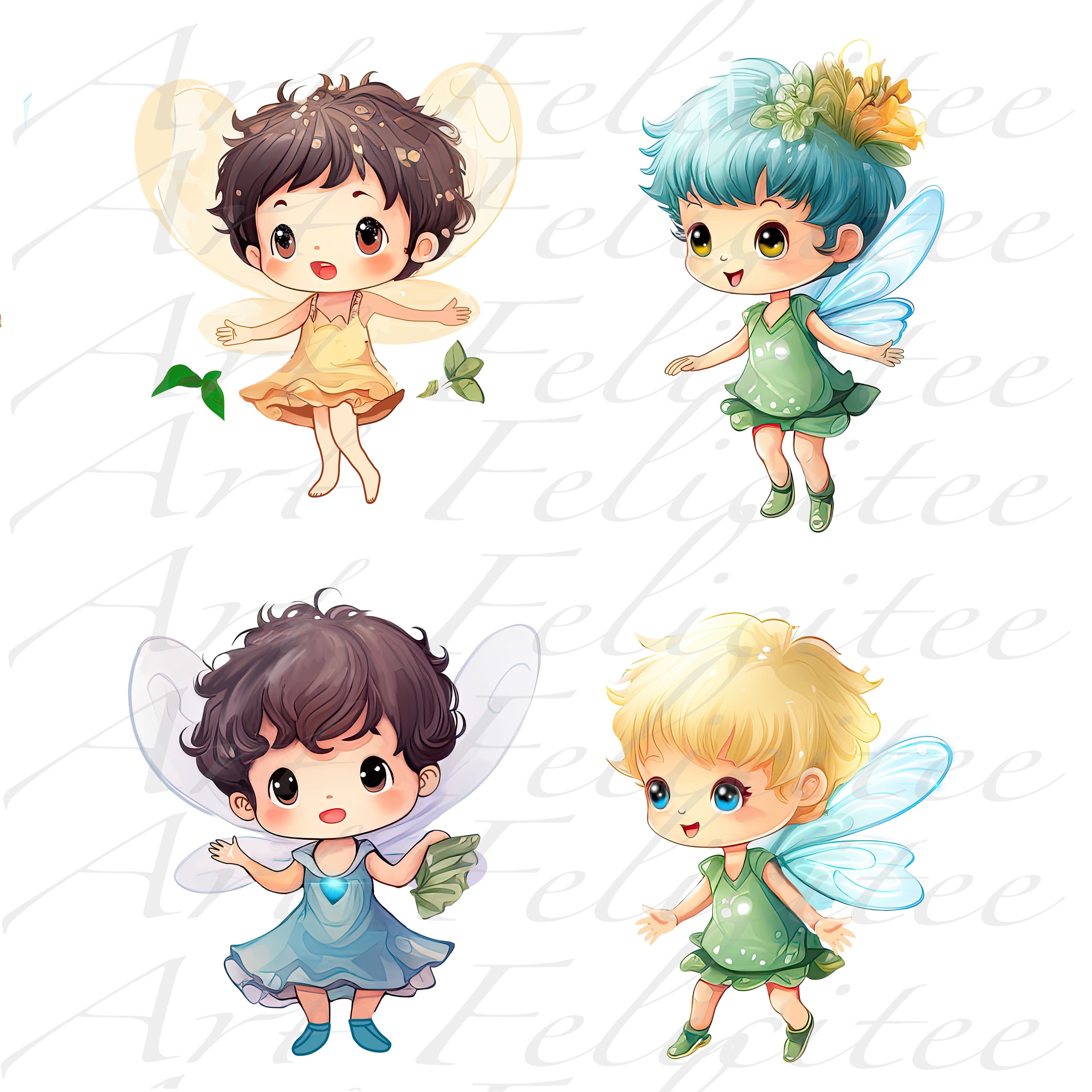 30 Boy Fairies Clipart Bundle, Garden Fairies, Forest Fairy, Nursery ...