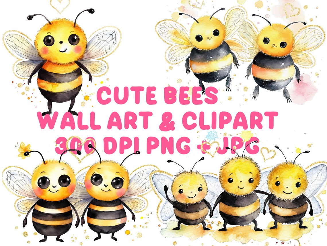Bumblebees Clipart PNG, Bee Clipart, Bumblebees Wall Art, Honey Bee ...