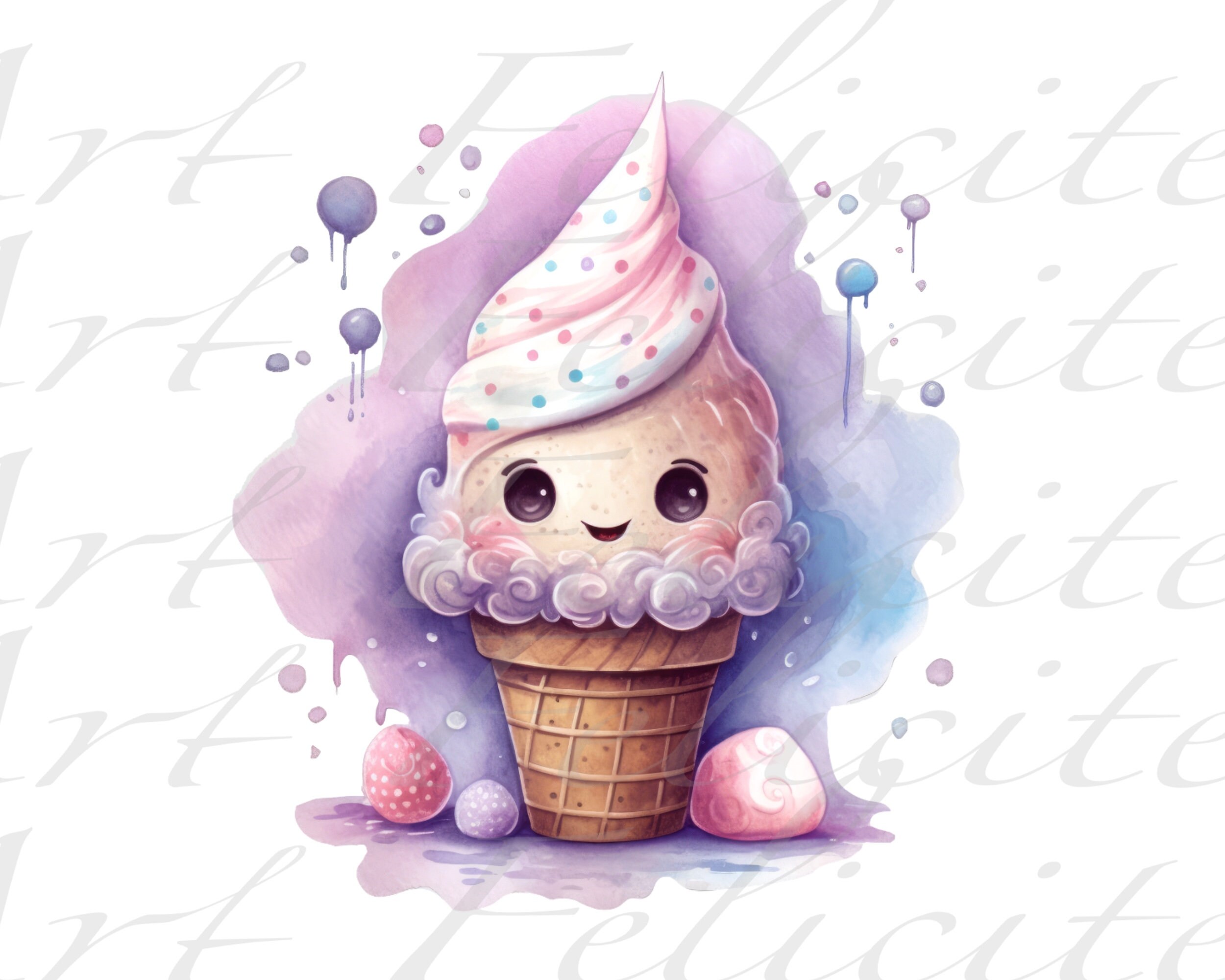 4 Ice Creams Clipart Bundle, Ice Creams Birthday, Dessert Pngs ...