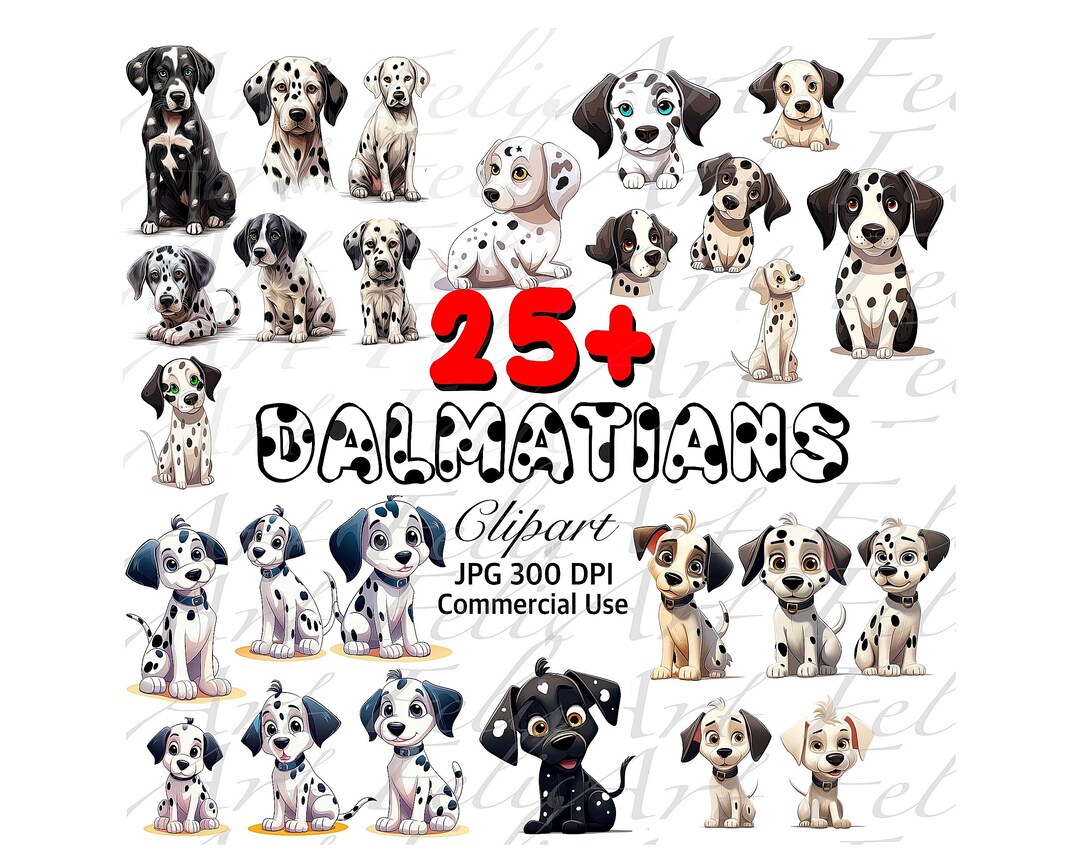 25 Dalmatian Clipart JPG, Dog Clipart Bundle, Dog JPG, Puppy Clipart ...