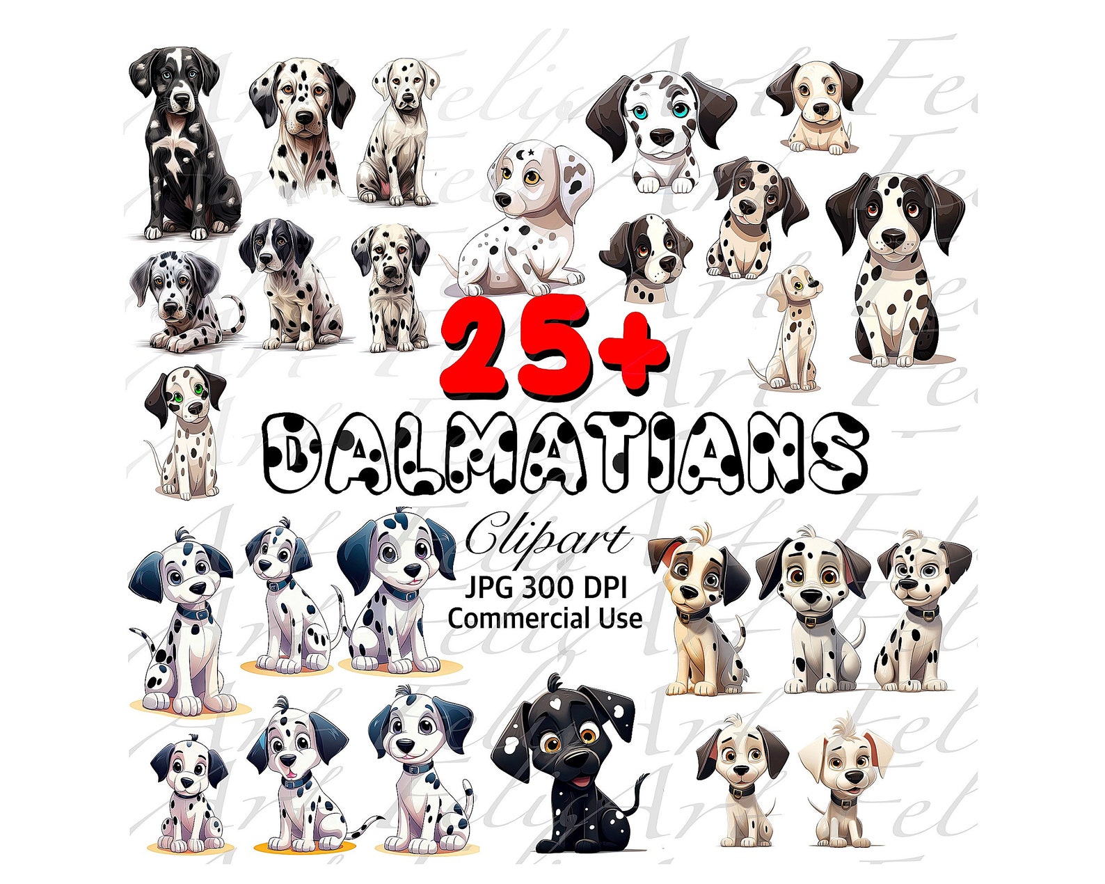25 Dalmatian Clipart JPG, Dog Clipart Bundle, Dog JPG, Puppy Clipart ...