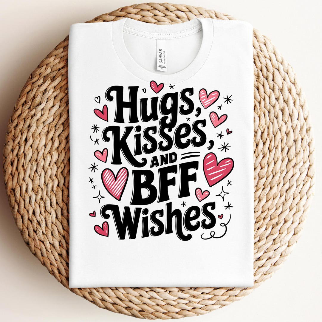 Hugs, Kisses, and BFF Wishes PNG Sweet Galentines Day Sublimation ...