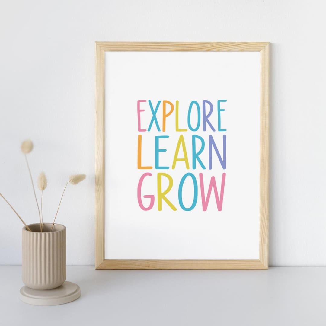 Explore Learn Grow Wall Art Printable Educational Poster for Kids Room ...