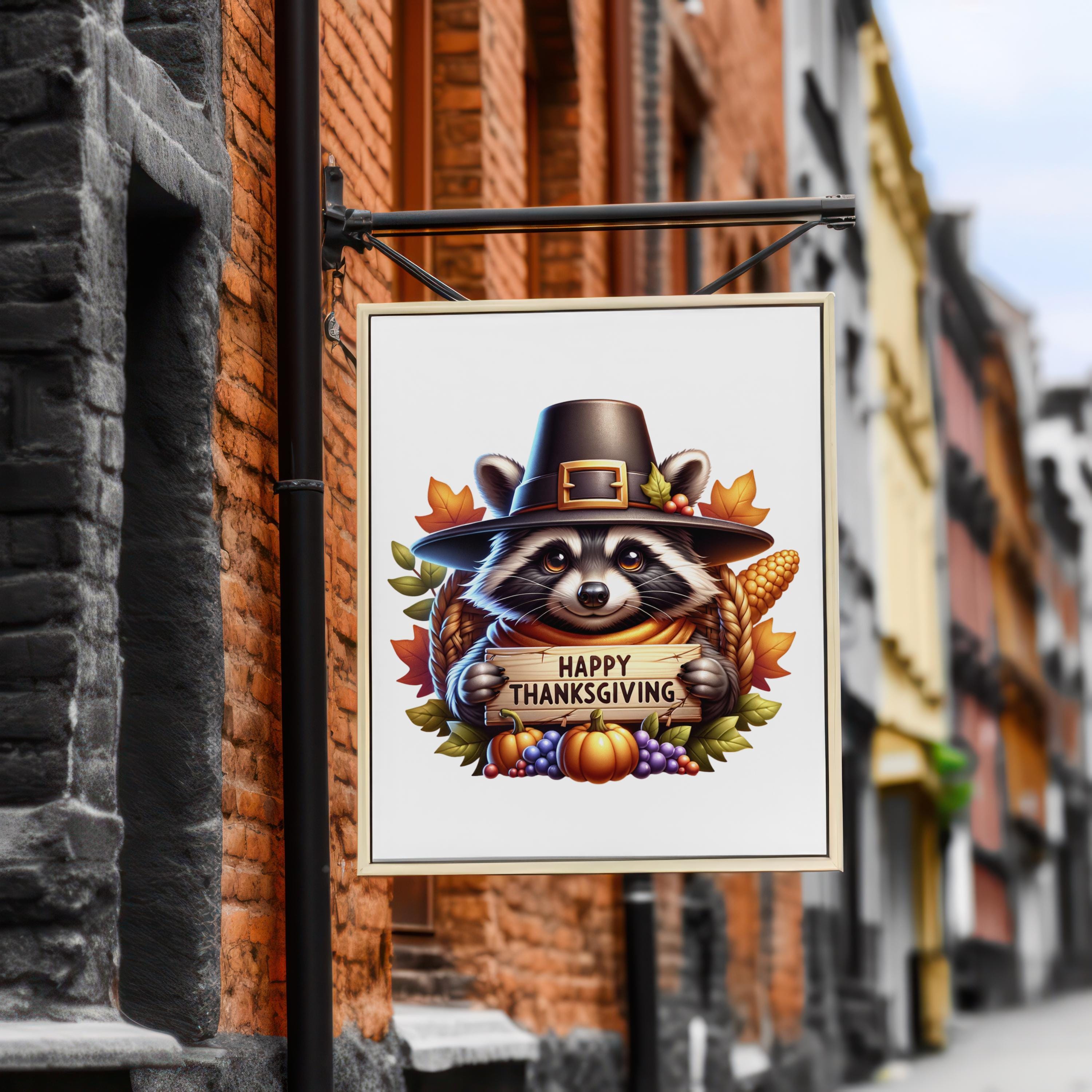 Thanksgiving Raccoon Png Cute Raccoon Holding Sign Raccoon With Pilgrim ...
