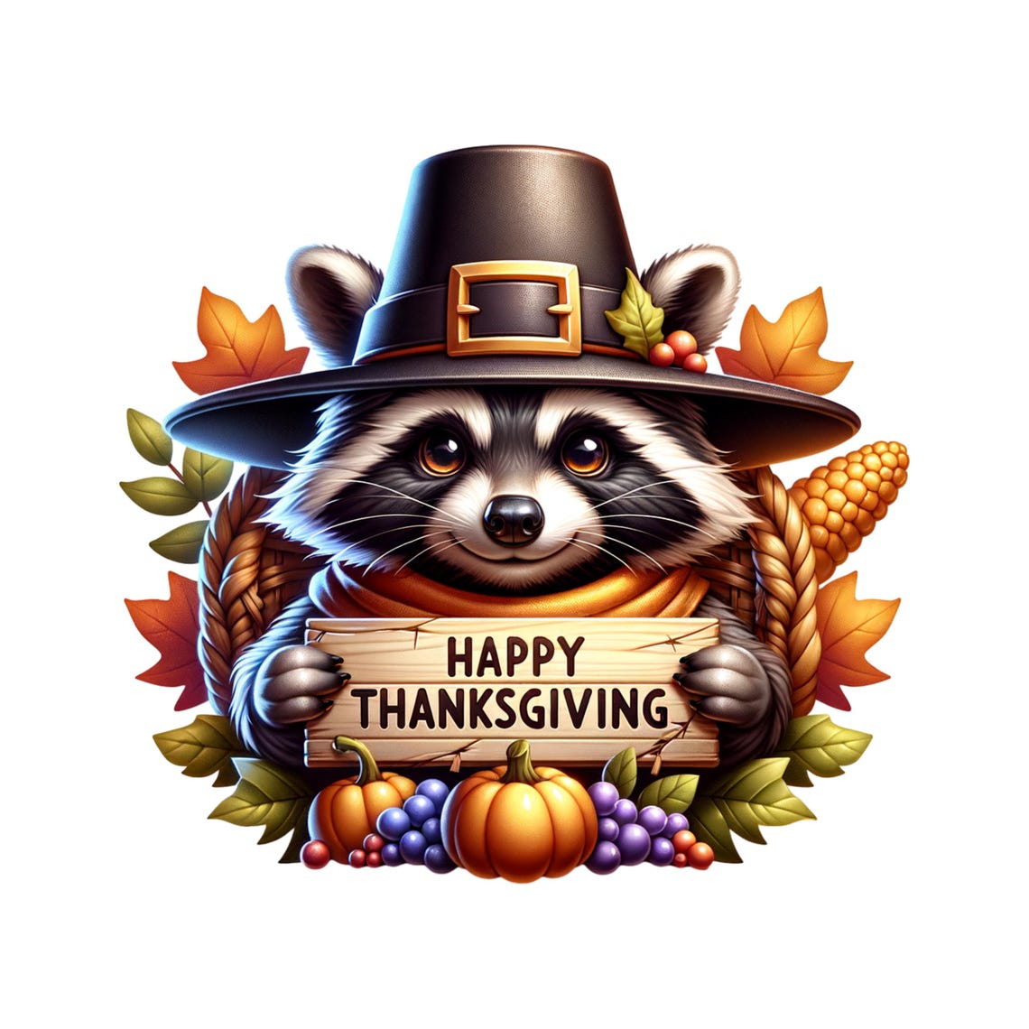 Thanksgiving Raccoon Png Cute Raccoon Holding Sign Raccoon With Pilgrim ...