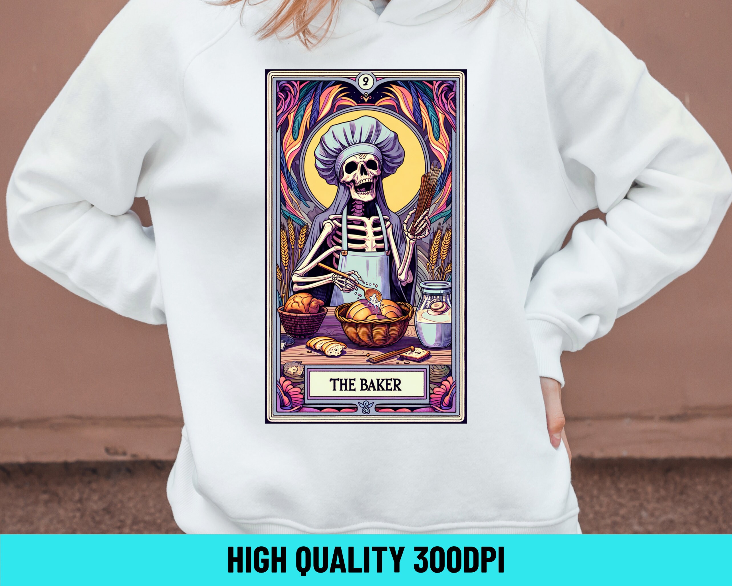 The Baker Tarot Card PNG, Cooking Skeleton Sublimation Design, Baking ...