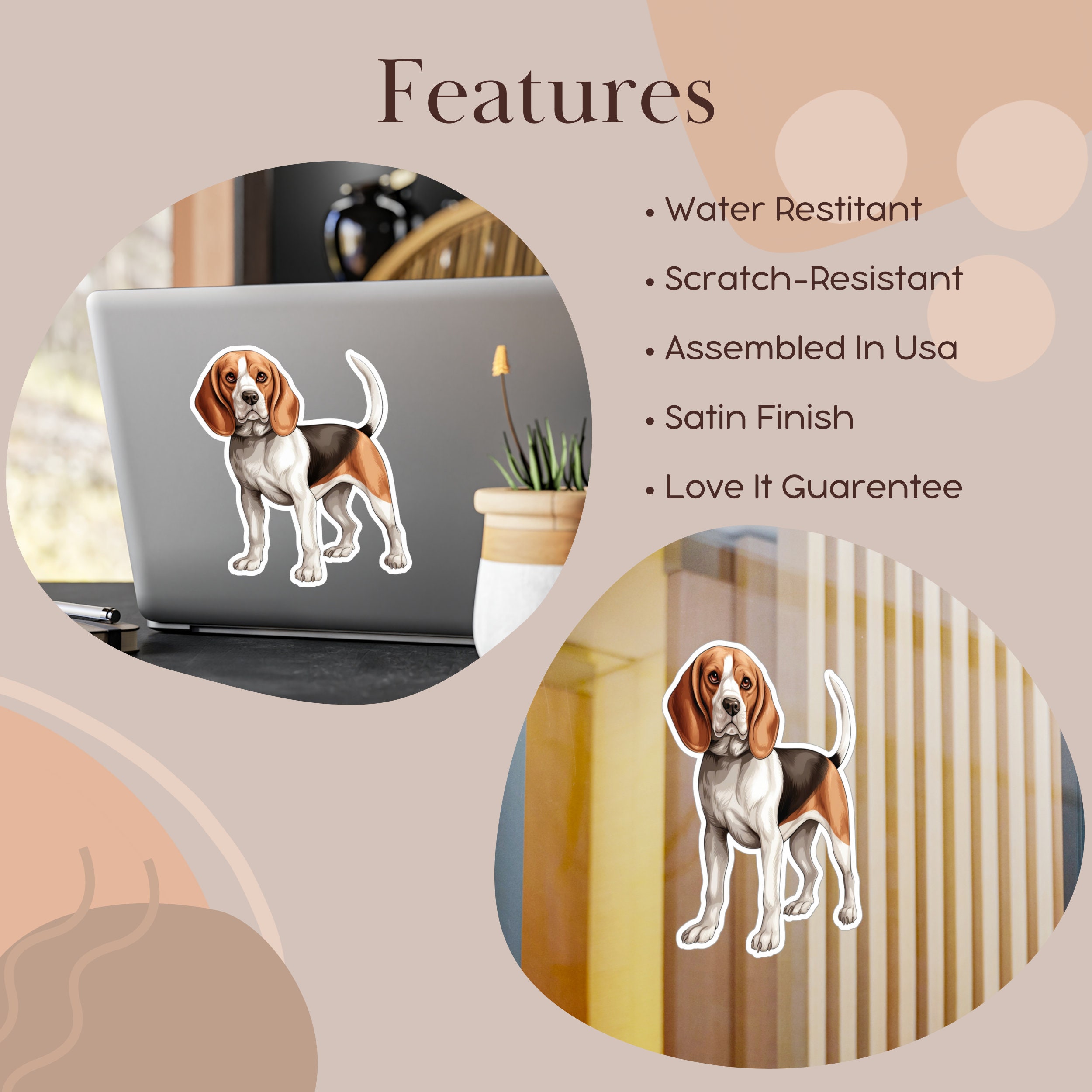 Beagle Sticker, Vinyl Beagle Sticker, Beagle Decal, Waterproof Sticker ...