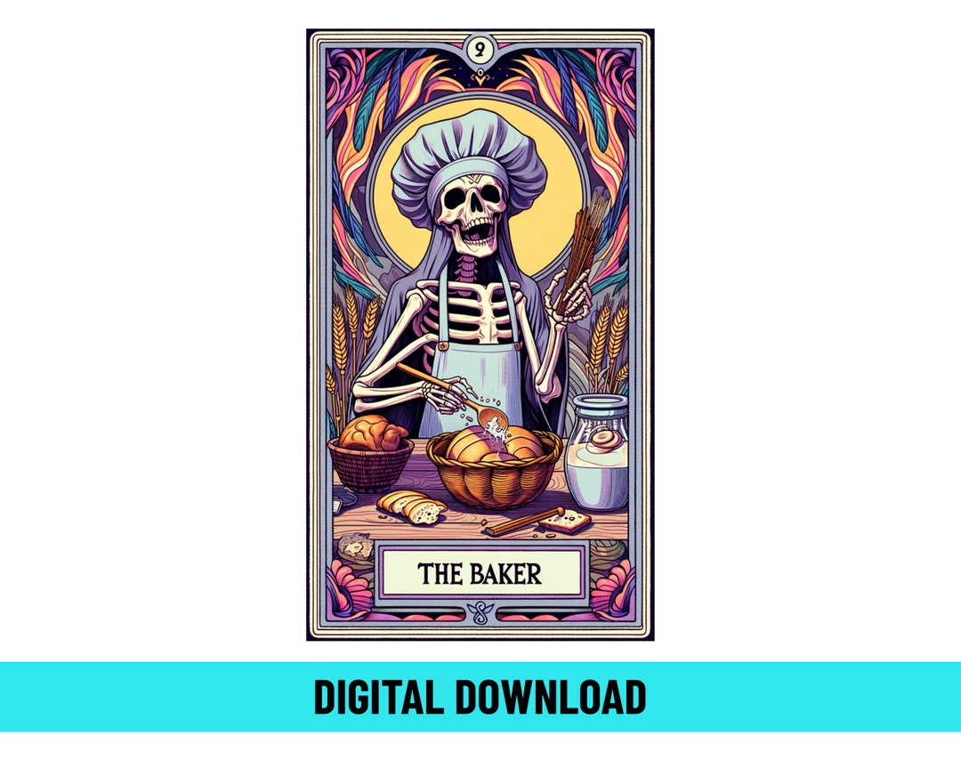The Baker Tarot Card PNG, Cooking Skeleton Sublimation Design, Baking ...