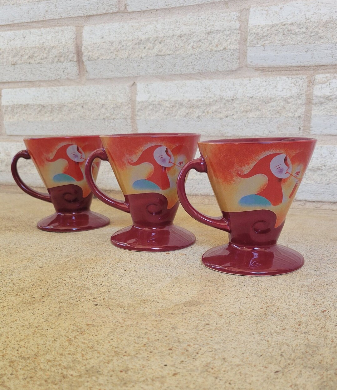 Mardi Gras Theme Mugs Vintage 1990s Mugs Jazz Mugs Harlequin Mugs Linda ...