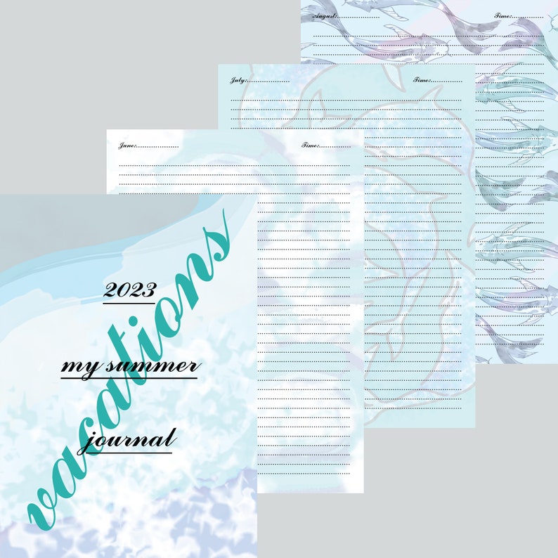 Summer Blank Doted Printable Journal Pages, Digital Hardcover & Digital ...