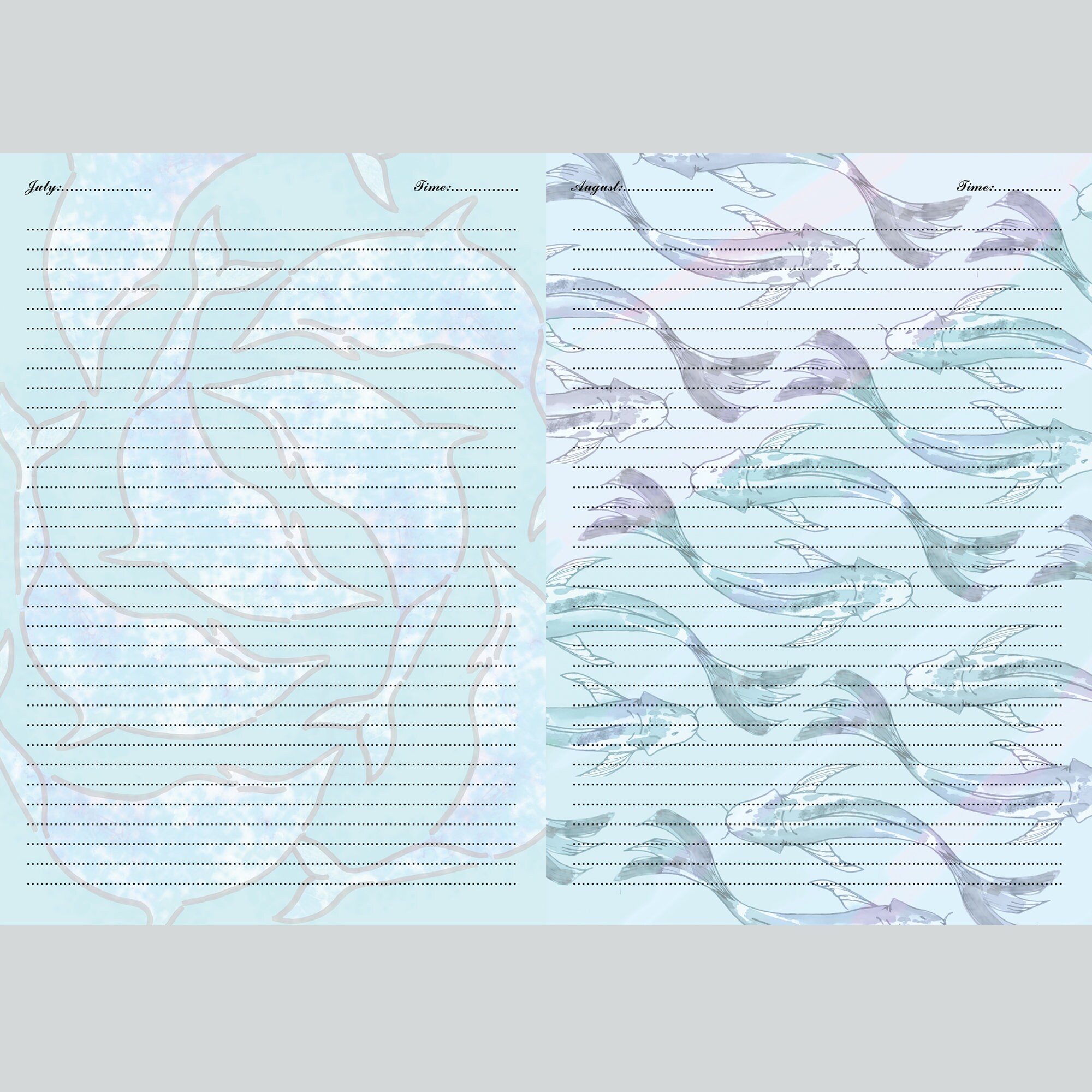 Summer Blank Doted Printable Journal Pages, Digital Hardcover & Digital ...