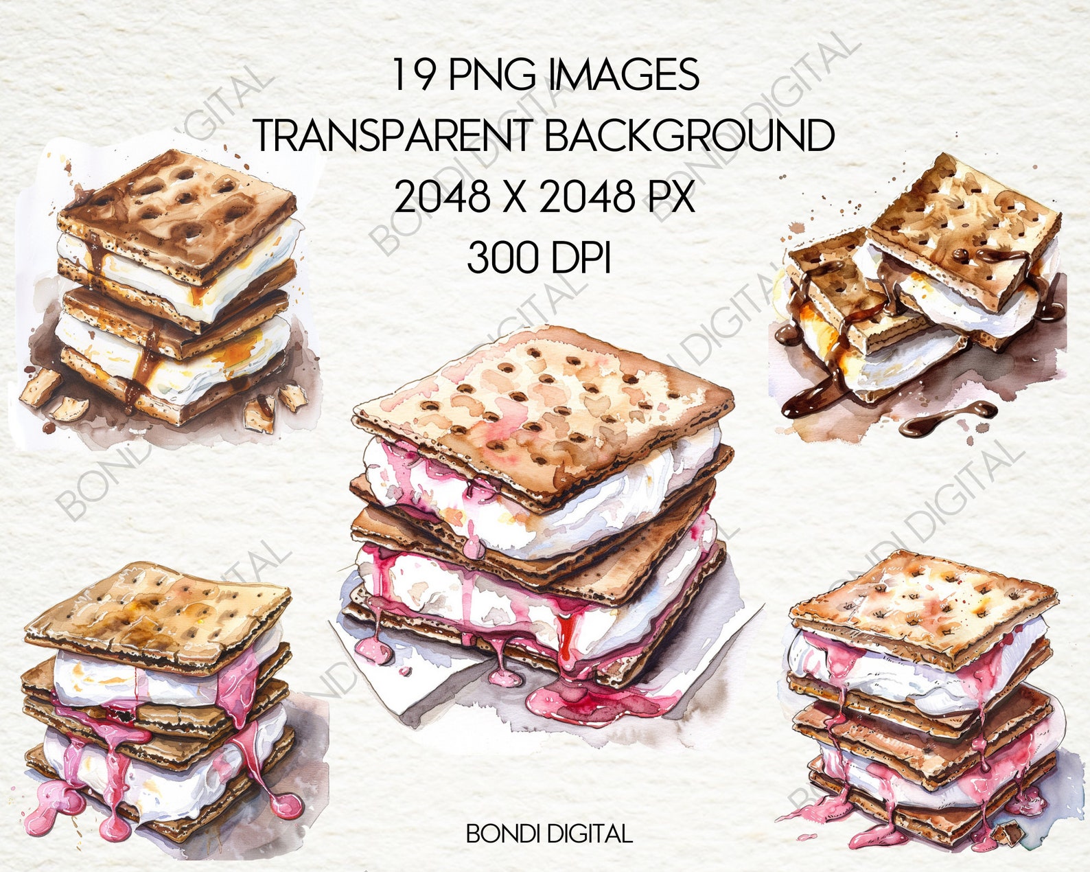 Watercolor S'mores Clipart | PNG Format for Commercial Use, Instant ...