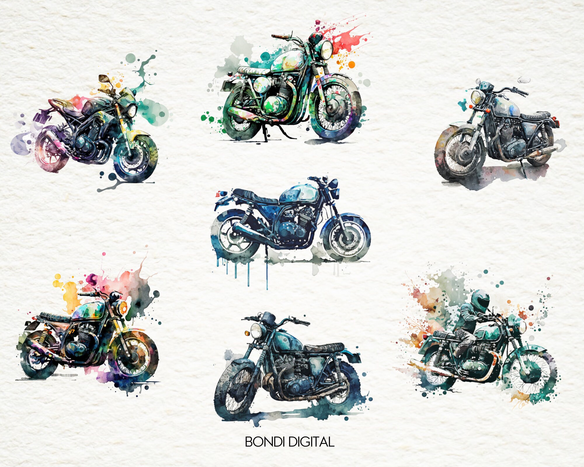 Watercolor Motorcycle Clipart | PNG Format for Commercial Use, Instant ...