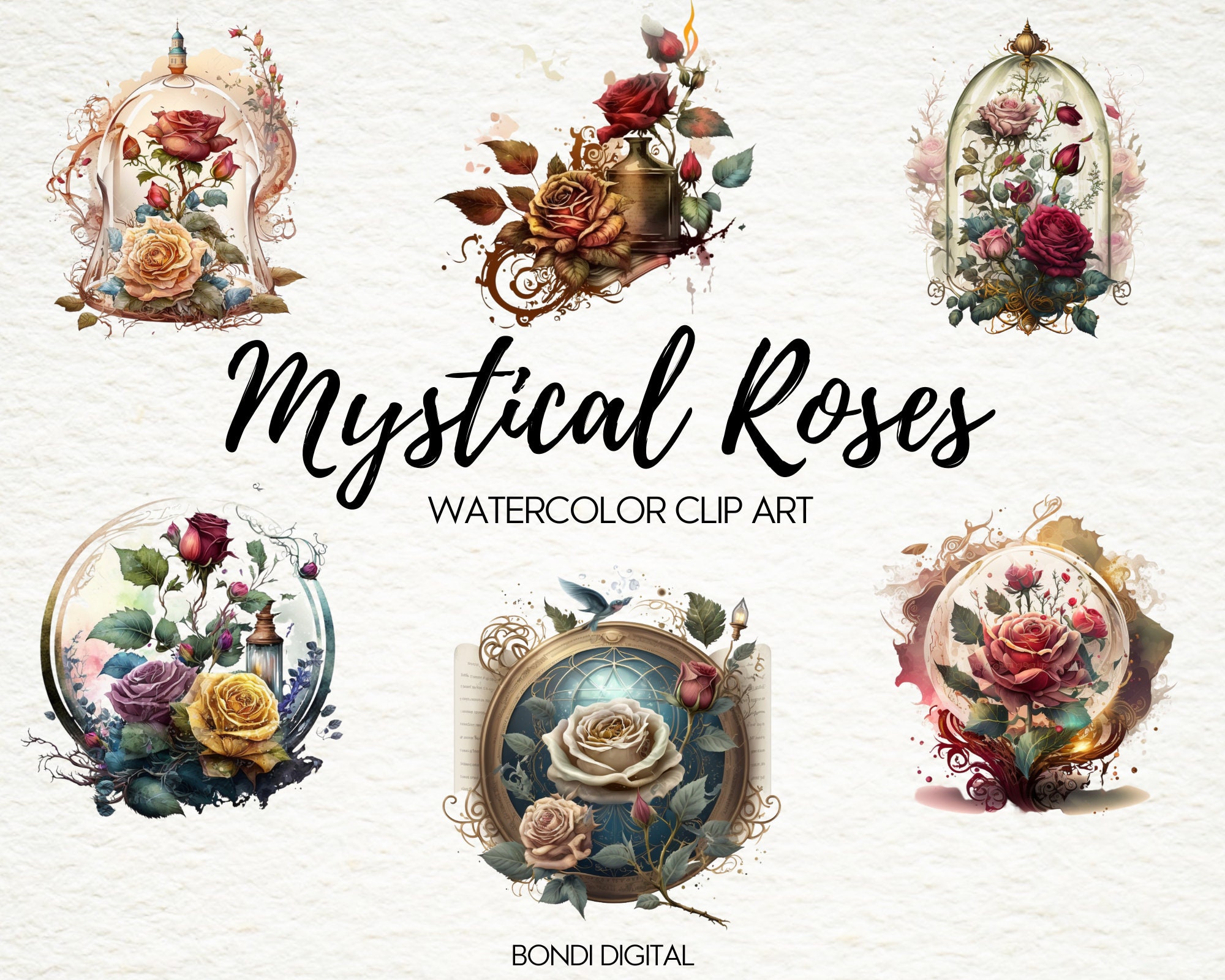 Watercolor Mystical Roses Clipart | PNG Format for Commercial Use ...