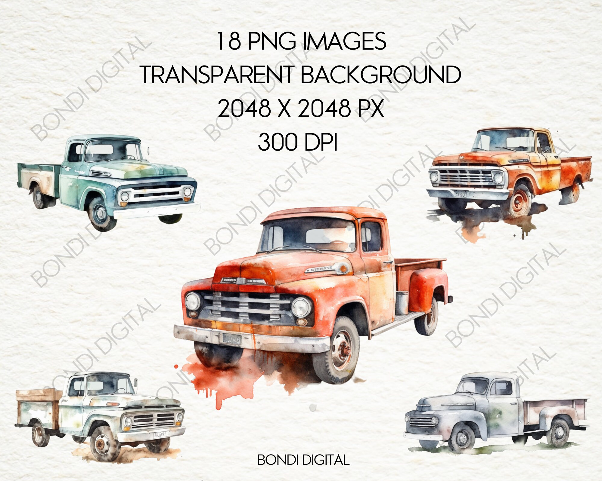 Watercolor Pickup Truck Clipart | PNG Format for Commercial Use ...