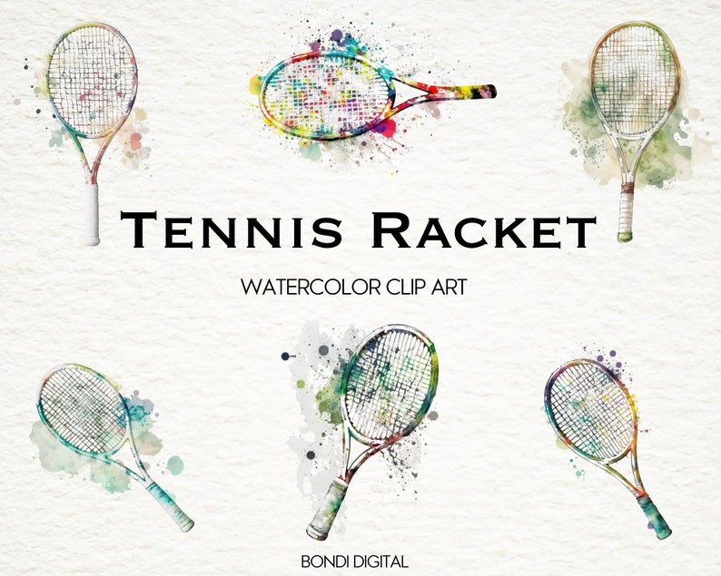 Watercolor Tennis Racket Clipart | Tennis Racquet Clipart | PNG Format ...