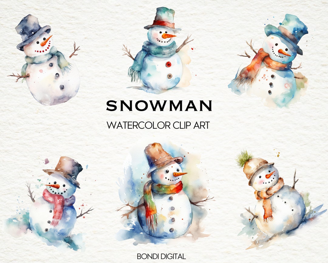 Watercolor Snowman Clipart | PNG Format for Commercial Use, Instant ...