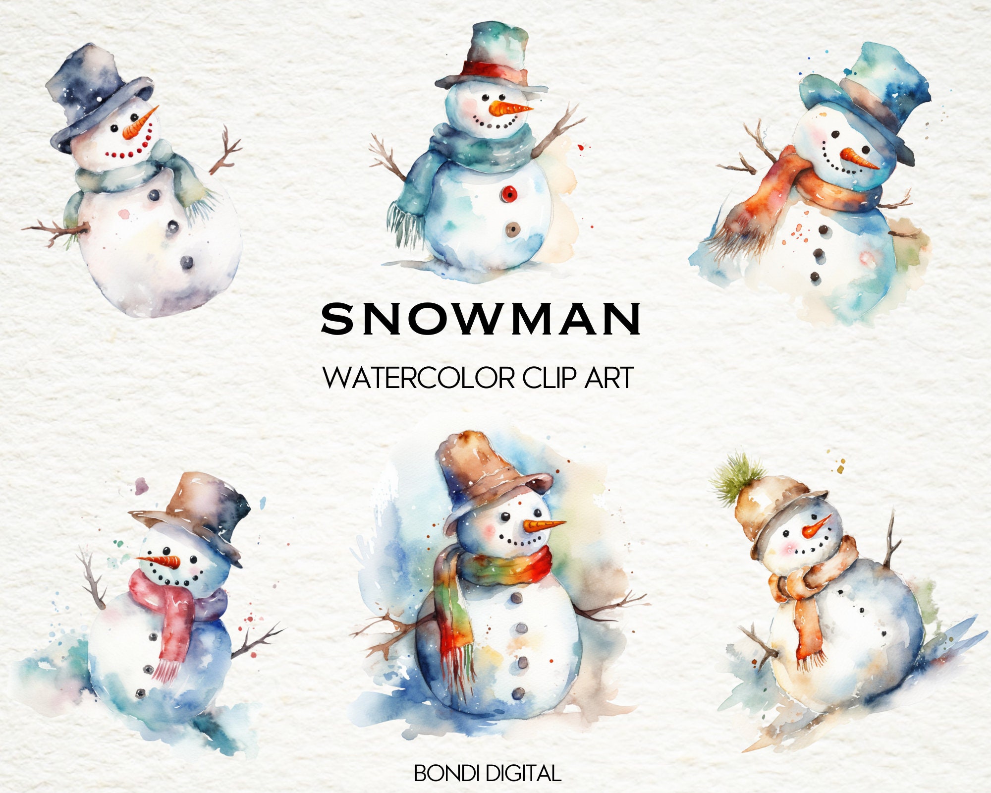Watercolor Snowman Clipart | PNG Format for Commercial Use, Instant ...
