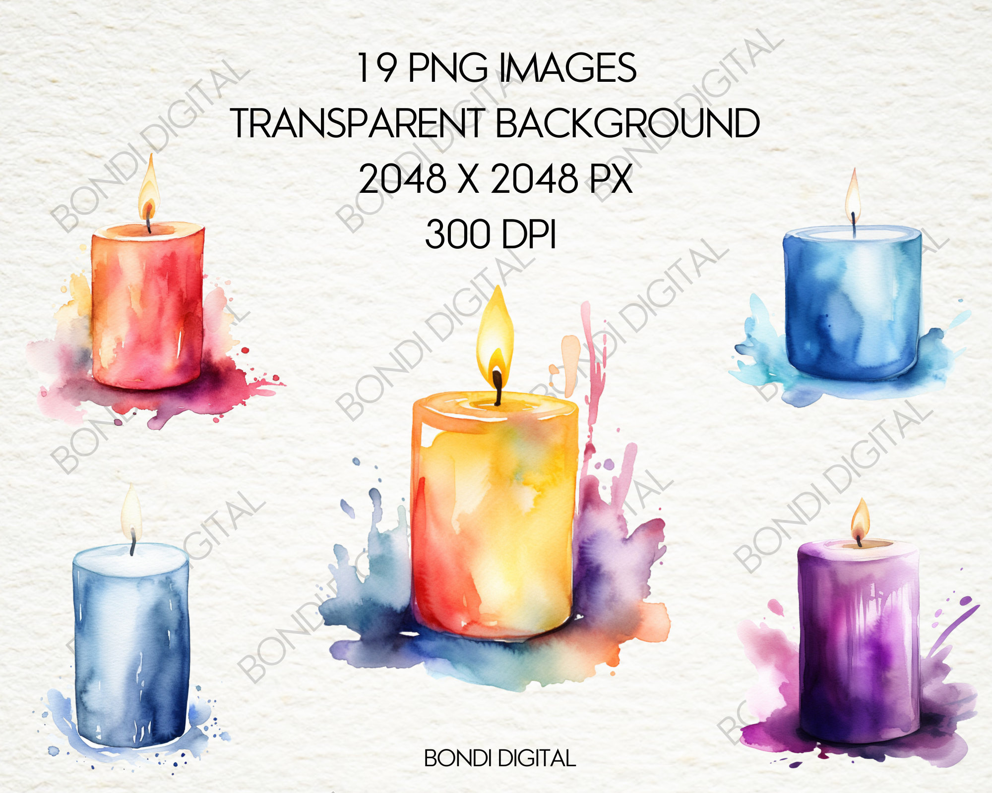 Watercolor Candle Clipart | PNG Format for Commercial Use, Instant ...