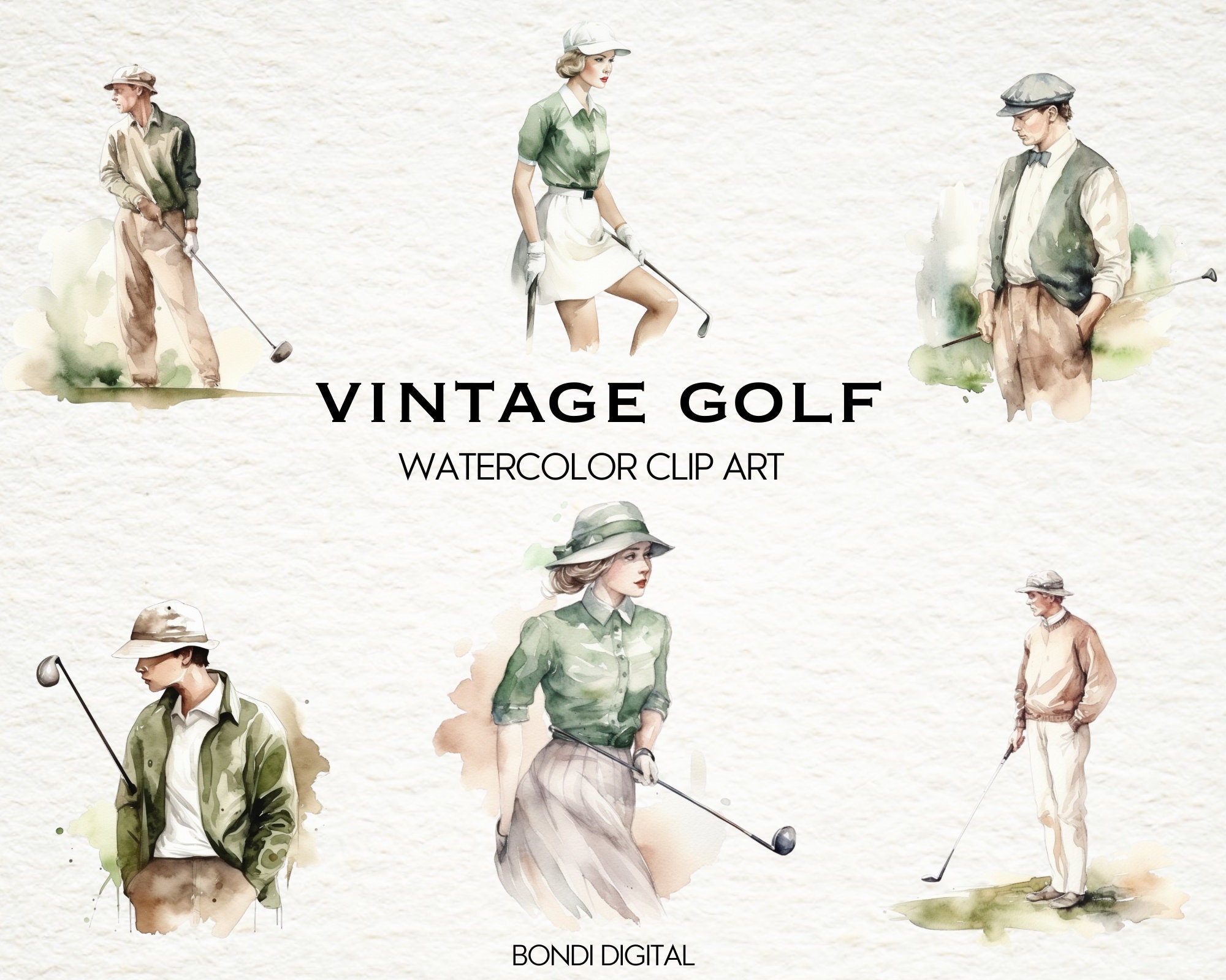 Watercolor Vintage Golf Clipart | Sports Clipart | PNG Format for ...